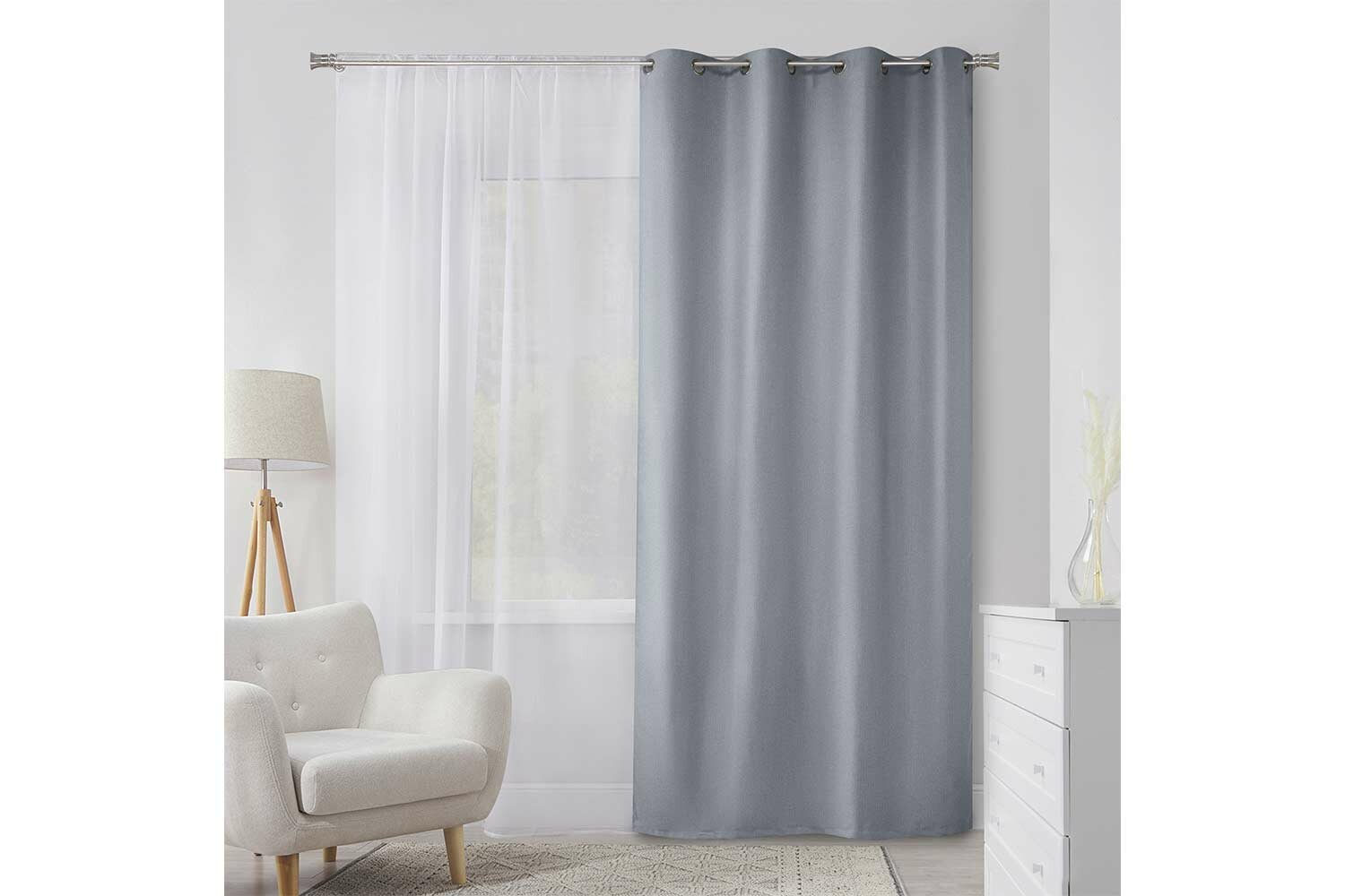 Штора ESTUDI BLANCO Tris 150х280 см, 150х280 см, жаккард, на люверсах, цвет серо-голубой