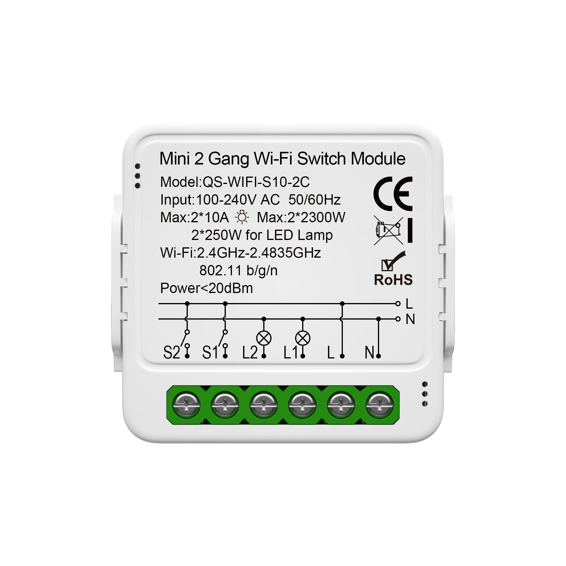 SZKOSTON Tuya Smart WiFi Мини-выключатель 220V 1/2/3 Gang 2gang