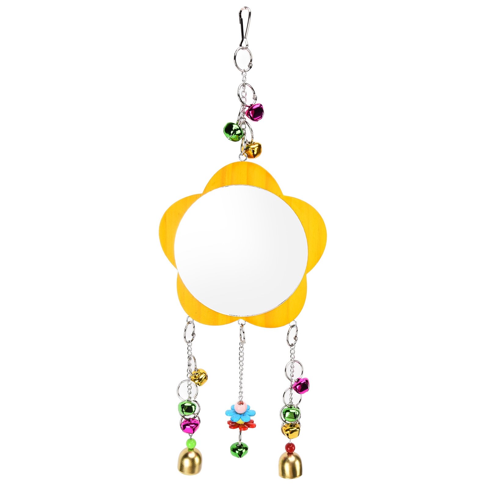 Игрушказеркало для птиц с колокольчиком: деревянная подвесная игрушка для попугаев и кур