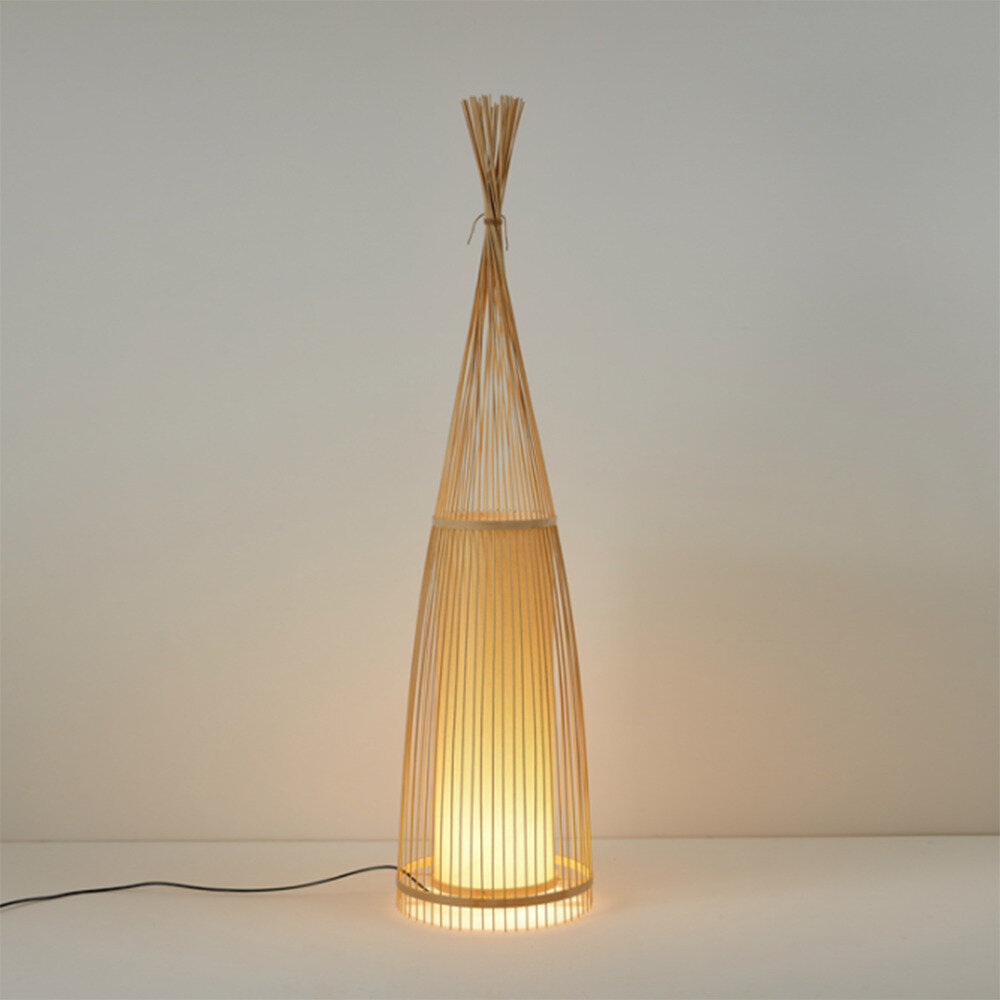 Китайский бамбуковый напольный светильник, освещение гостиной, чайный