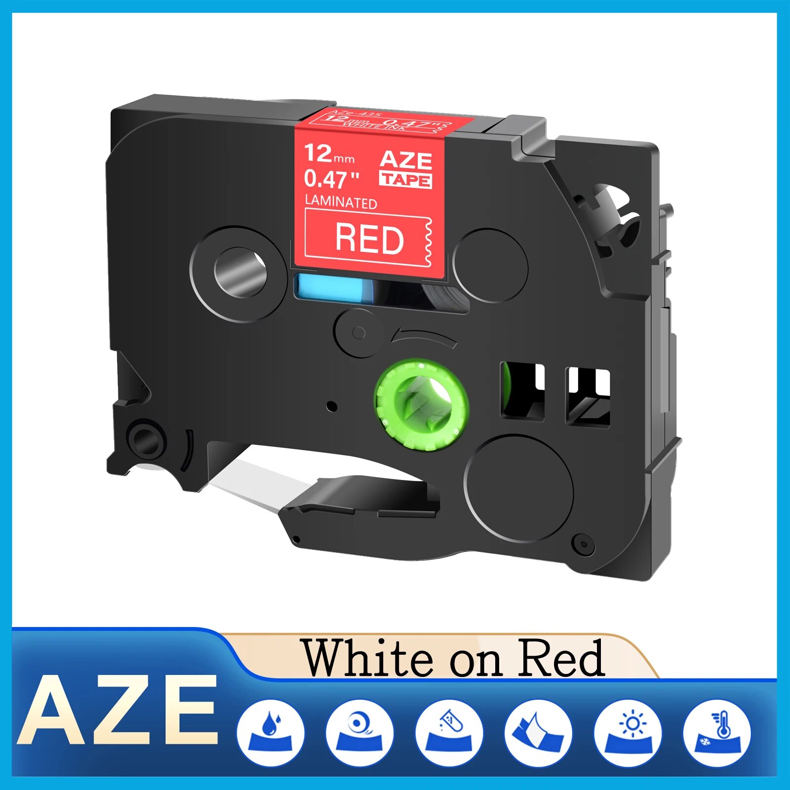 Лента для принтера AZE 6 мм, White on Red