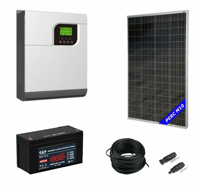 Солнечная электростанция 1,4 кВт*ч в сутки ECO GEL PWM 2024 моно с крепежом