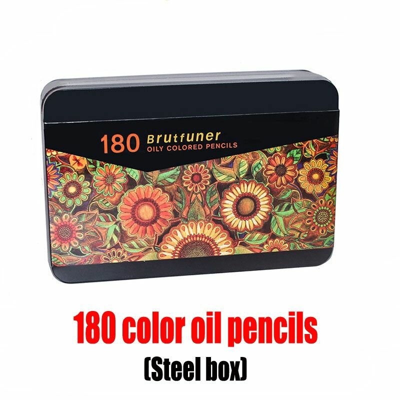 Карандаш масляный Brutfuner 48/72/120/160/180/260 цветной, канцтовары для студенческого художественного рисования, необработанное дерево, грифель водорастворимый