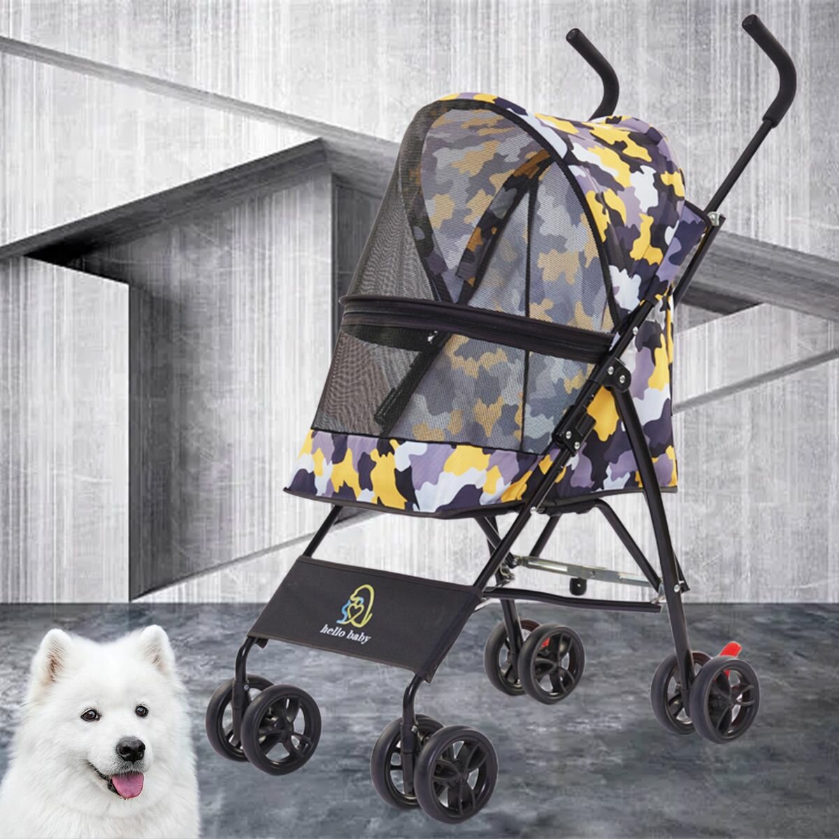 Коляска для перевозки животных, Легкая Складная коляска для собак и кошек, нагрузка до 15 кг, 77x47x99cm