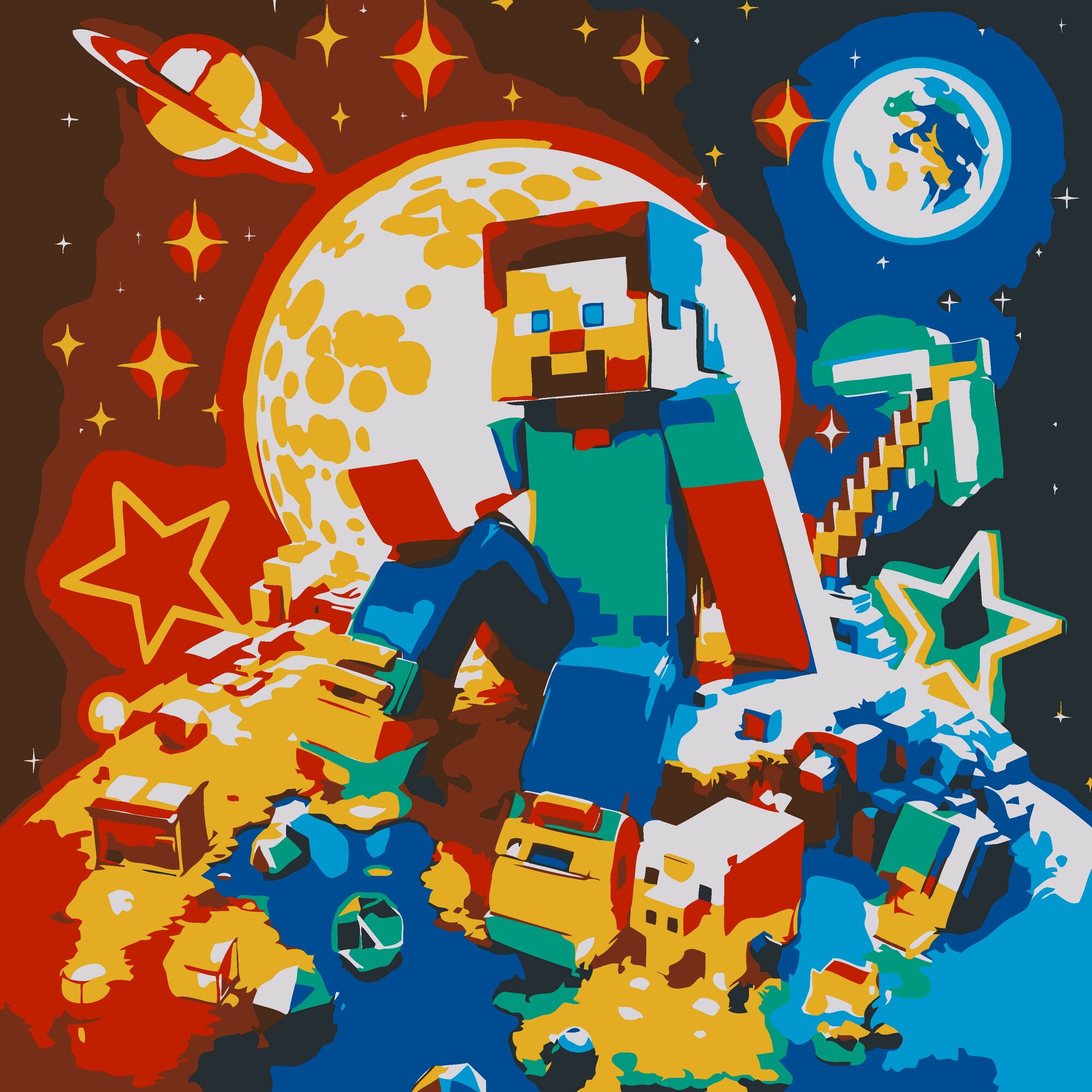 Детская картина по номерам E3310 "Майнкрафт - Minecraft" 30x30