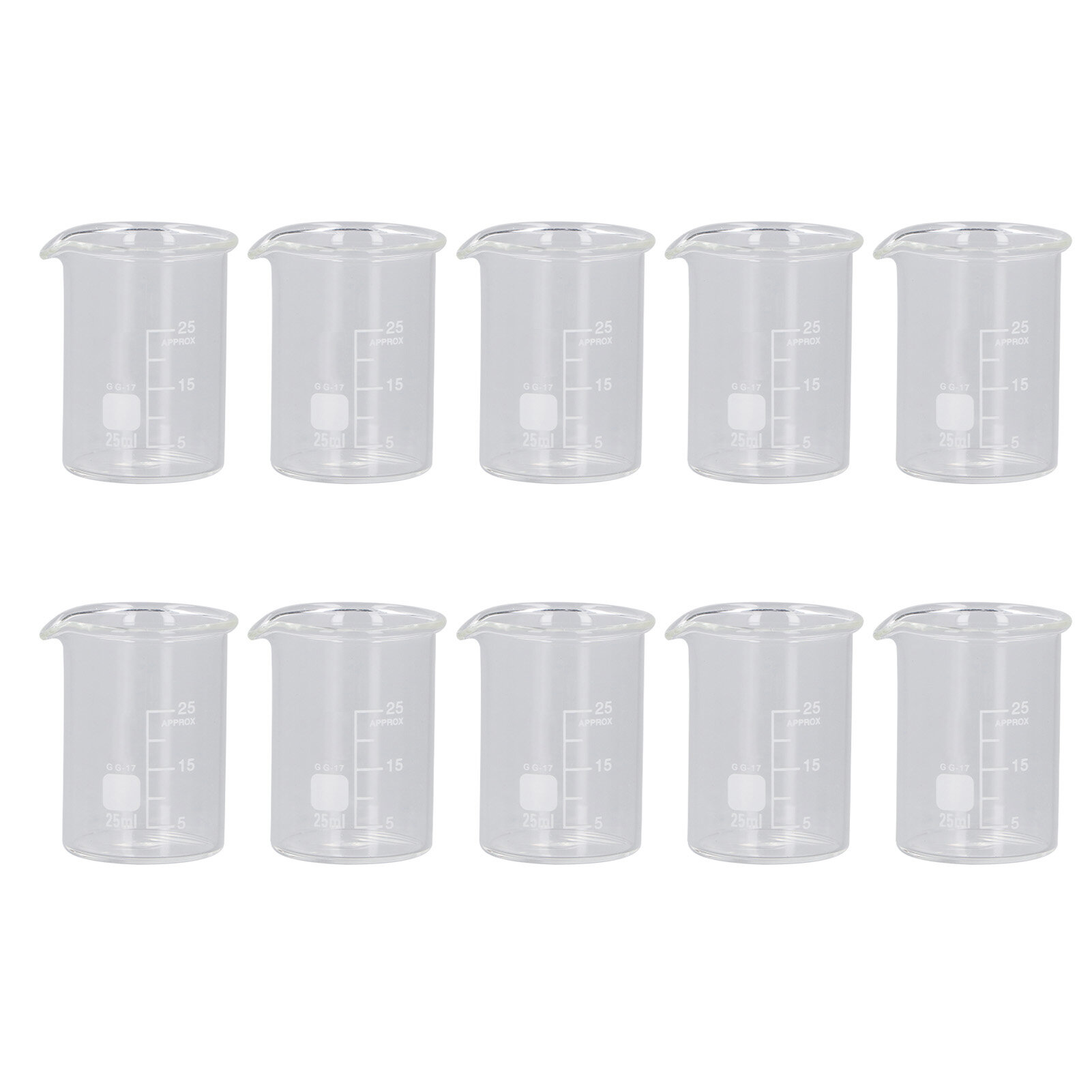 10ШТ Набор Стеклянных Стаканов Для Экспериментов, Мерный Стаканчик со Шкалой, Учебное Оборудование Емкостью 25 мл