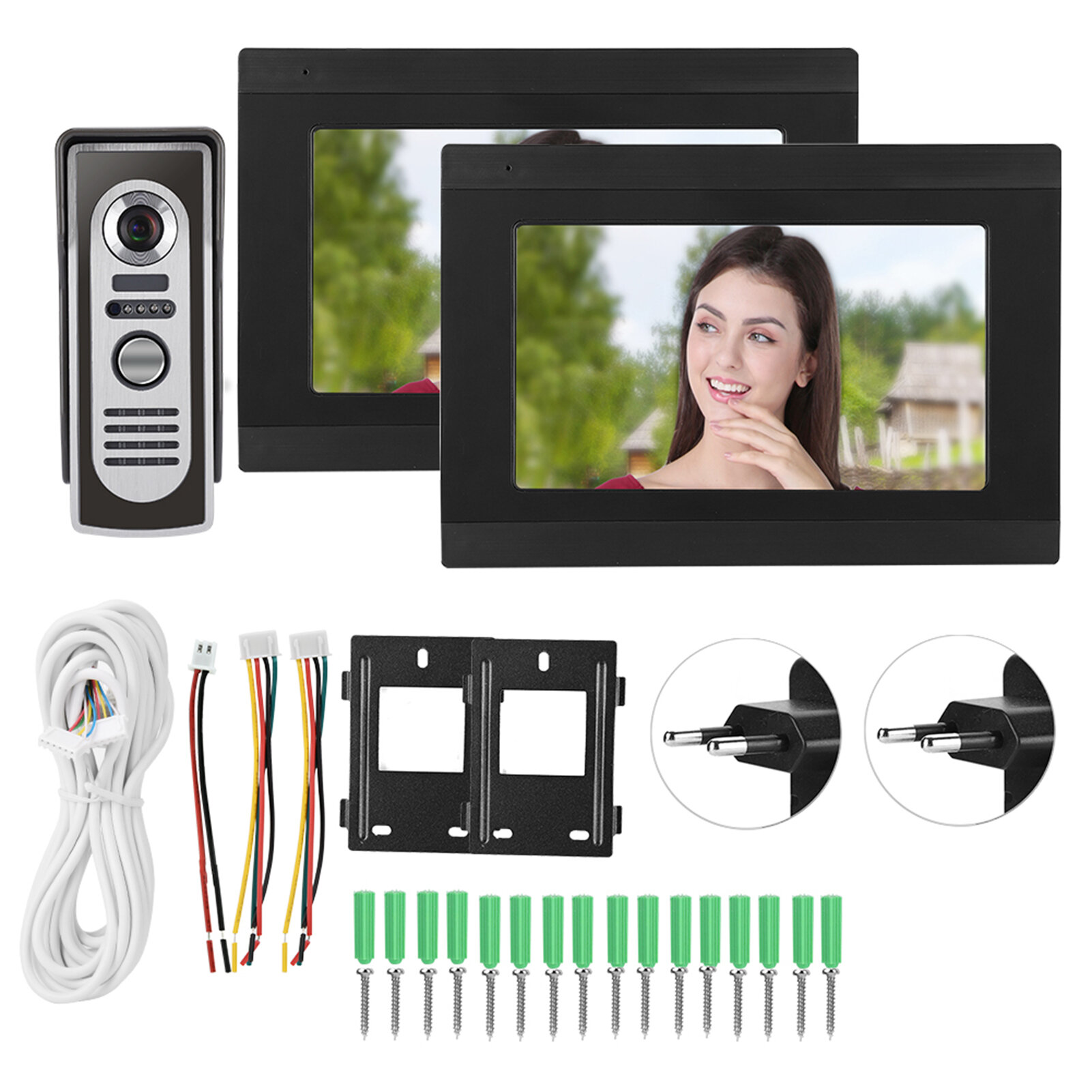 1V2 7 дюймов ИК WIFI видео дверной звонок видимый домофон APP камера 1080P 100-240VEU Plug
