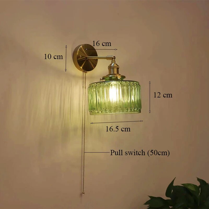 Настенные светильники Bangerk зелёные стеклянные, LED Bulb, Style-9, Зеленый