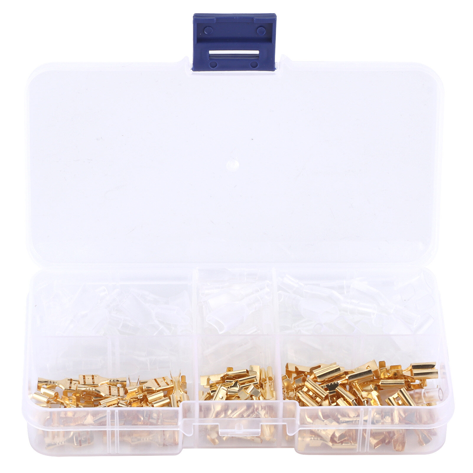 Комплект позолоченных обжимных клемм для электрических проводов с оболочкой, диаметр 2,8 мм / 4,8 мм / 6,3 мм.