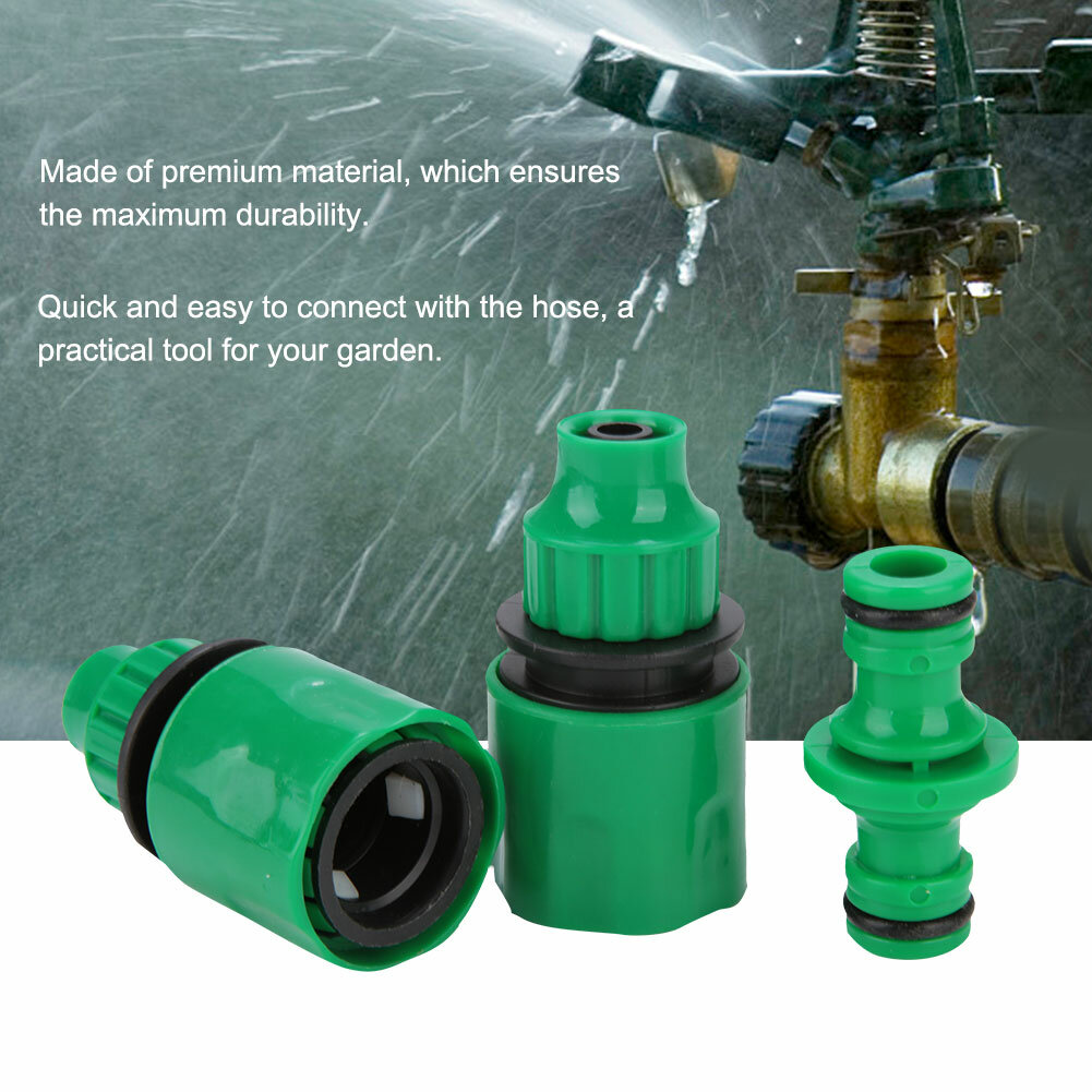 3Pcs 3/8 Hose Quick Connector Adapter для ремонта садовых шлангов, материал PP, цвет как на картинке, большой коннектор: длина 6.1см, ширина 3.3см, большой диаметр 2.7см, маленький диаметр 0.7см, маленький коннектор: длина 5.1см, ширина 2.7см, диаметр