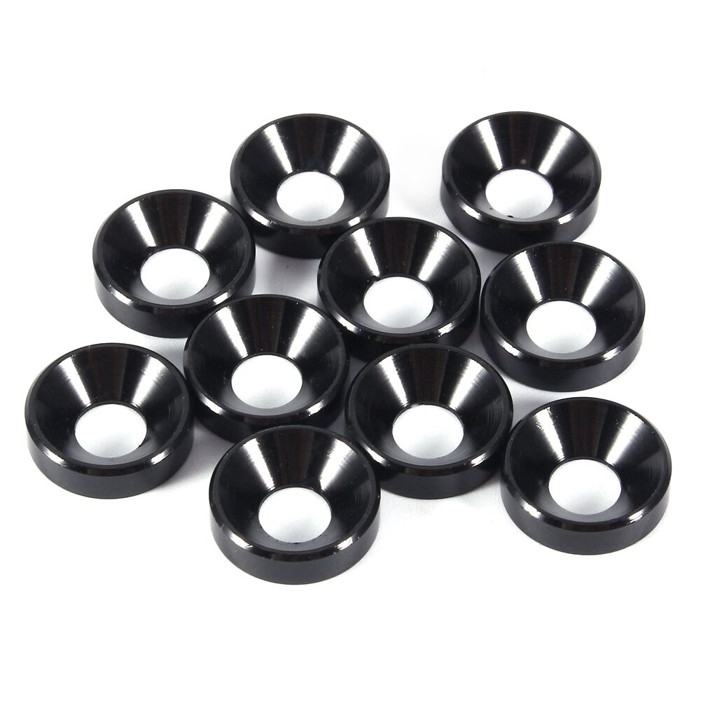 10 шт. анодированных потайных шайб M5 из алюминиевого сплава, черные.