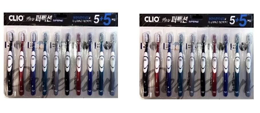 Набор щеток зубных Clio Toothbrush, New Perfection Antibacterial Double Fine Toothbrush,10 шт, 2 шт