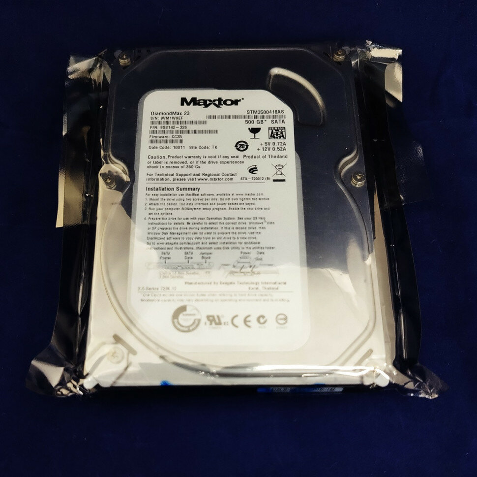 Жесткий диск Seagate STM3500418AS, 500 Гб, 16 МБ, 7200 об/мин.