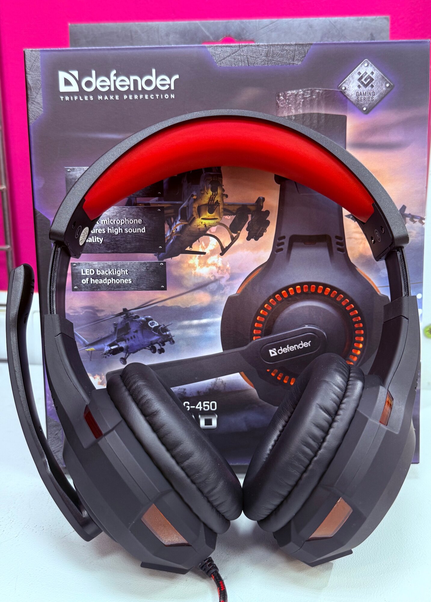 Игровая гарнитура Defender Warhead G-450 USB, подсветка, кабель 2,3 м