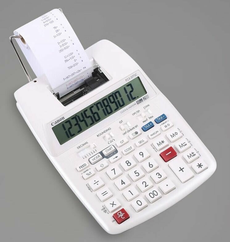Калькулятор с печатью чека Canon P23-DTSCII, портативный, двухцветная печать, питание от батареек АА