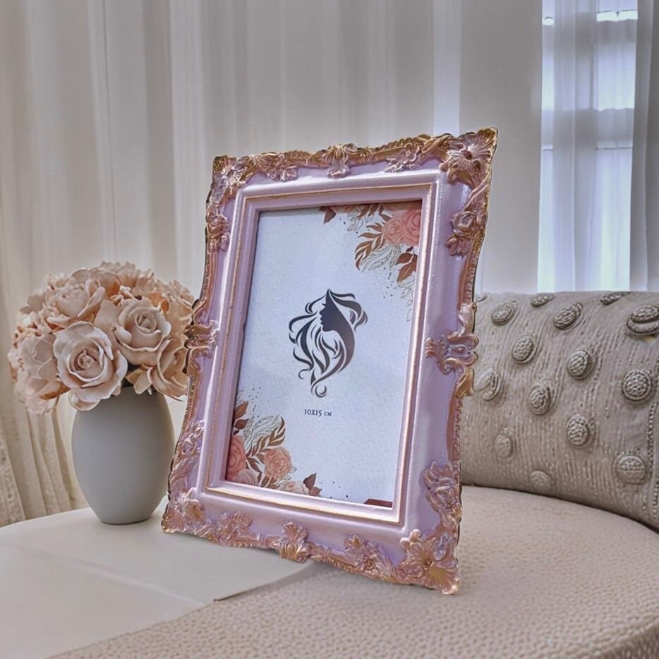 Фоторамка 10х15 см "Цветочки" L-15 W-2 H-20 см Цвет: Розовый с медью