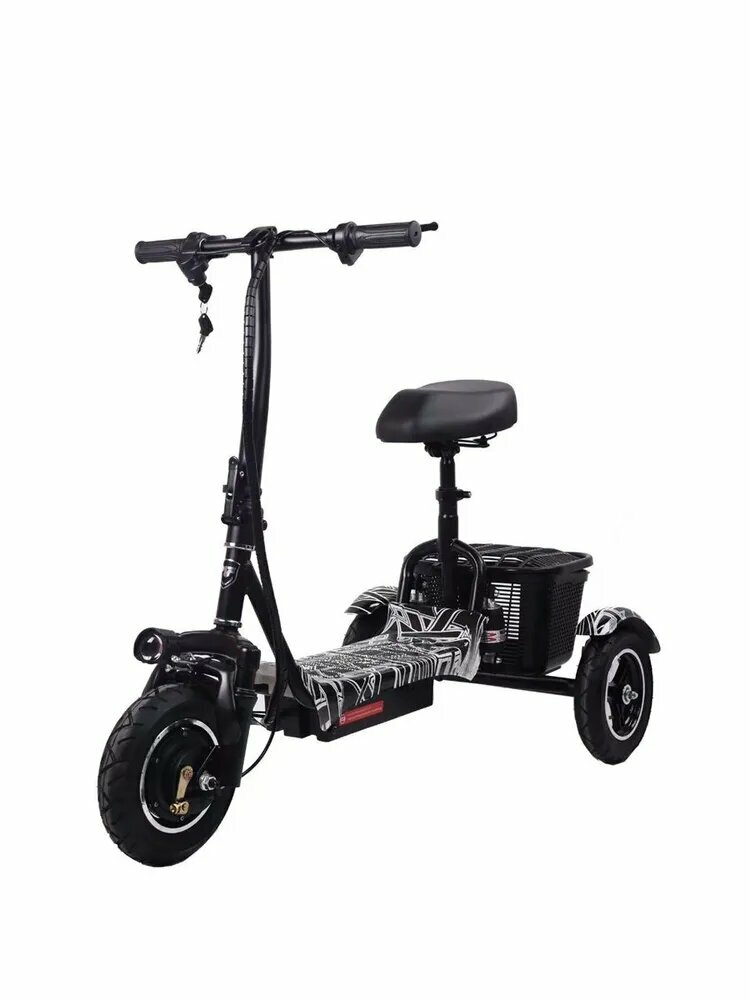 Электросамокат Складной электрический трехколесный самокат, белый, черный