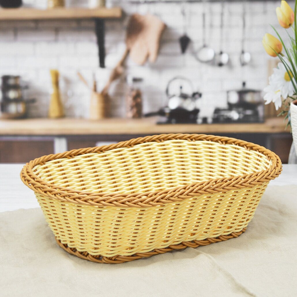 Корзинка для хлеба желтая, плетеный полипропилен, 29х21.5х8см