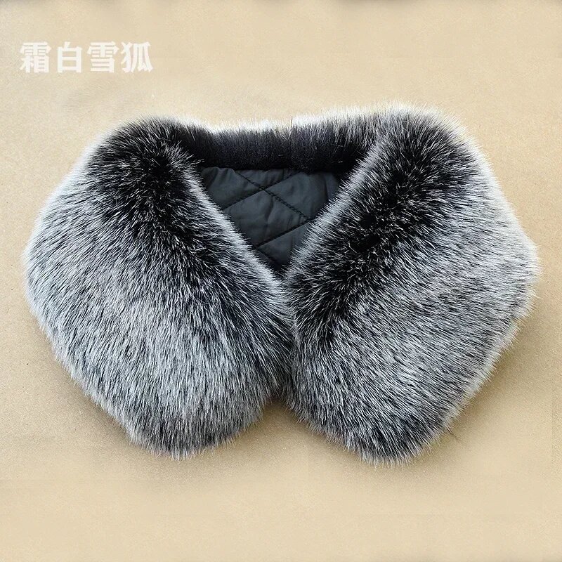 Qearlstar Женщины Факс Мех воротник Шарф 55 * 15 см Роскошные мягкие пальта Капушон Мех Декор Мужчины Детские Мех воротник Оборотки YC3,160,55,1, искусственный мех, полиэстер, черный/белый,15