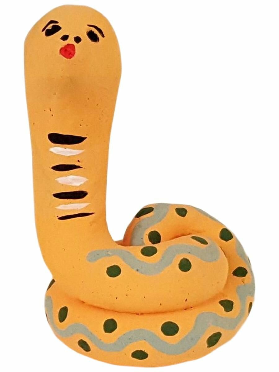 Удав оранжевый, Каргопольская глиняная игрушка, ручная авторская работа