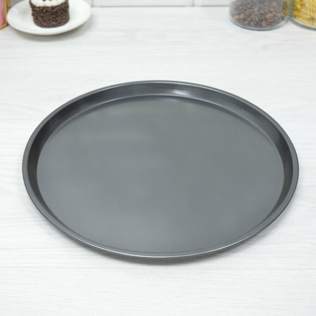 Форма для выпечки антипригарная 31 см, круглая, углеродистая сталь, темно-серый