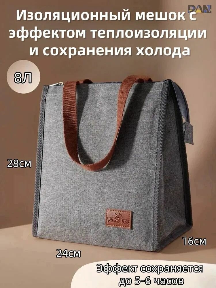 Термосумка-холодильник для обеда и ланча с изоляцией, удобная переноска еды на работу, учебу и пикник