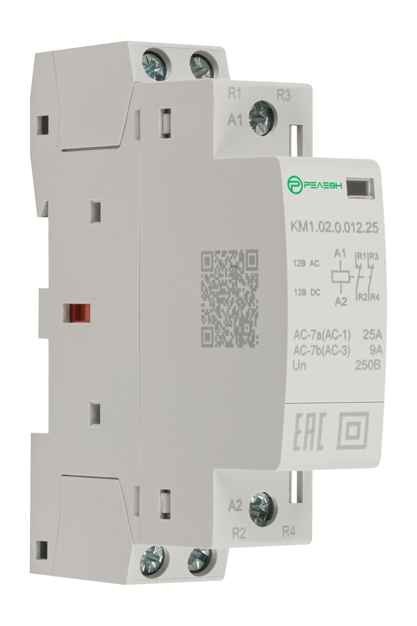 Модульный контактор, 2 НЗ контакта, 25A, 12V AC/DC, релеон, KM1.02.0.012.25