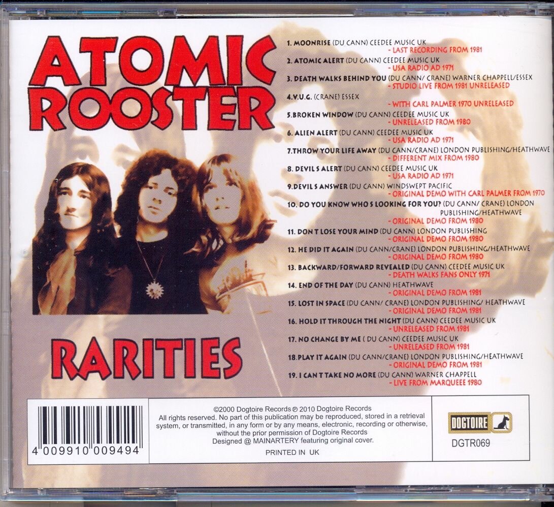 ATOMIC ROOSTER - Rarities 2000 г. Компакт диск — фото 1
