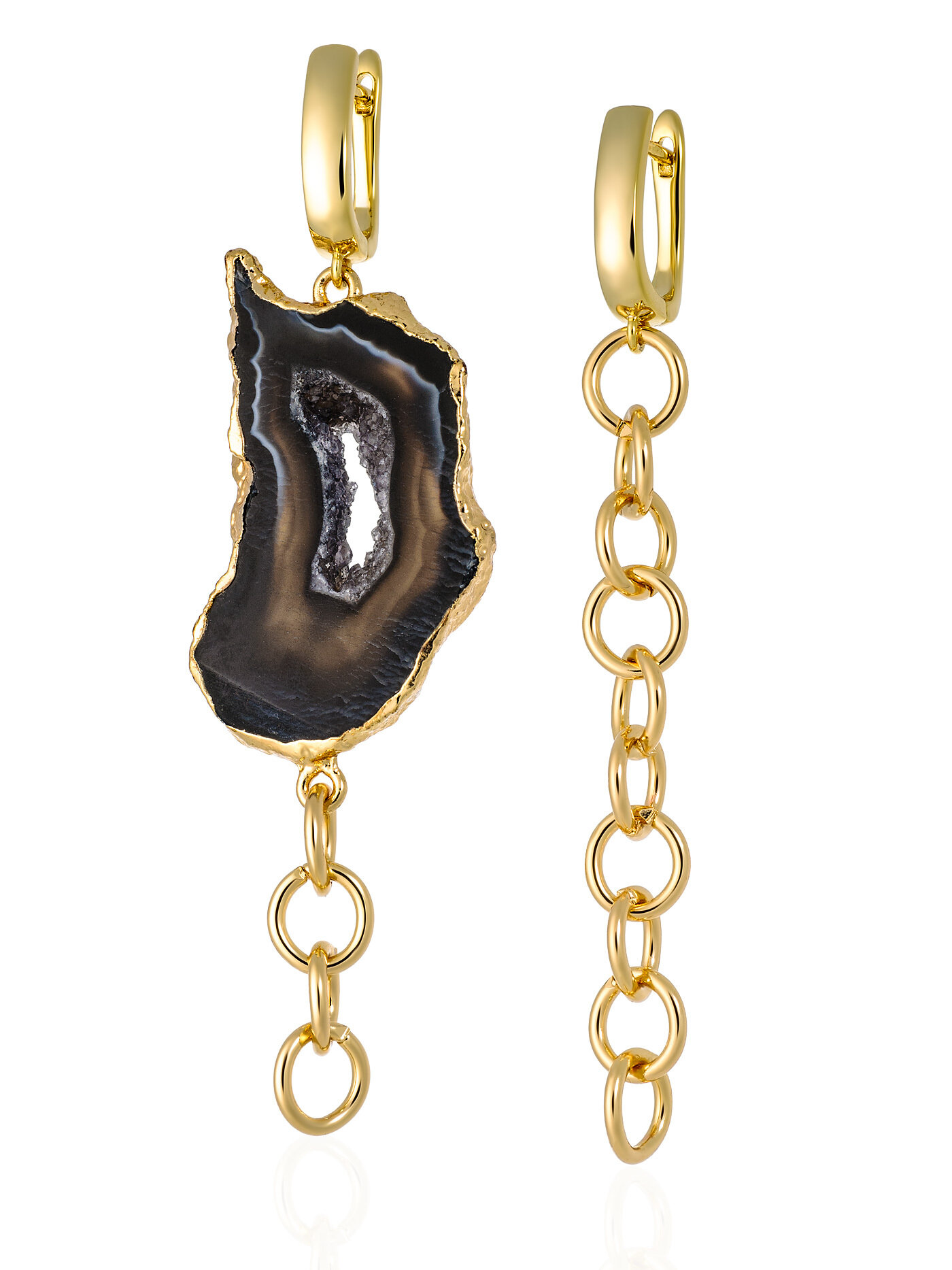 Серьги непарные, агат