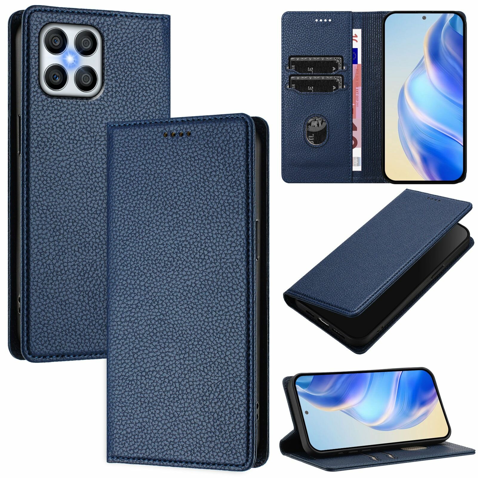 Кожаный книжка чехол для Honor X8 4G/Honor X30i 5G/Honor play 6T pro 5G (Хонор X8 4G/Хонор X30i 5G/Хонор play 6T pro 5G) с визитницей и RFID-блокировкой