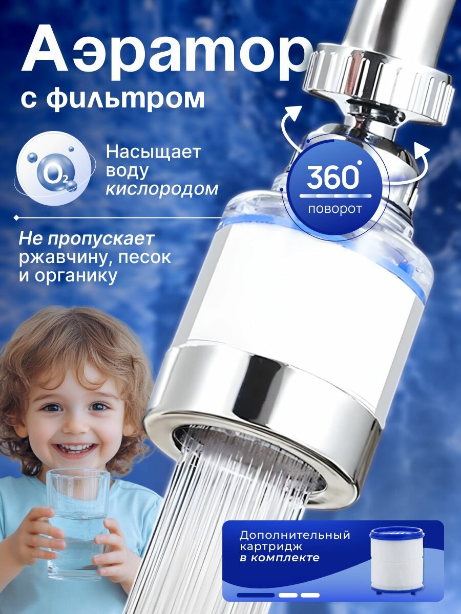 Фильтр - Насадка на кран водосберегающая, аэратор на кран для кухни / аэратор для смесителя /--