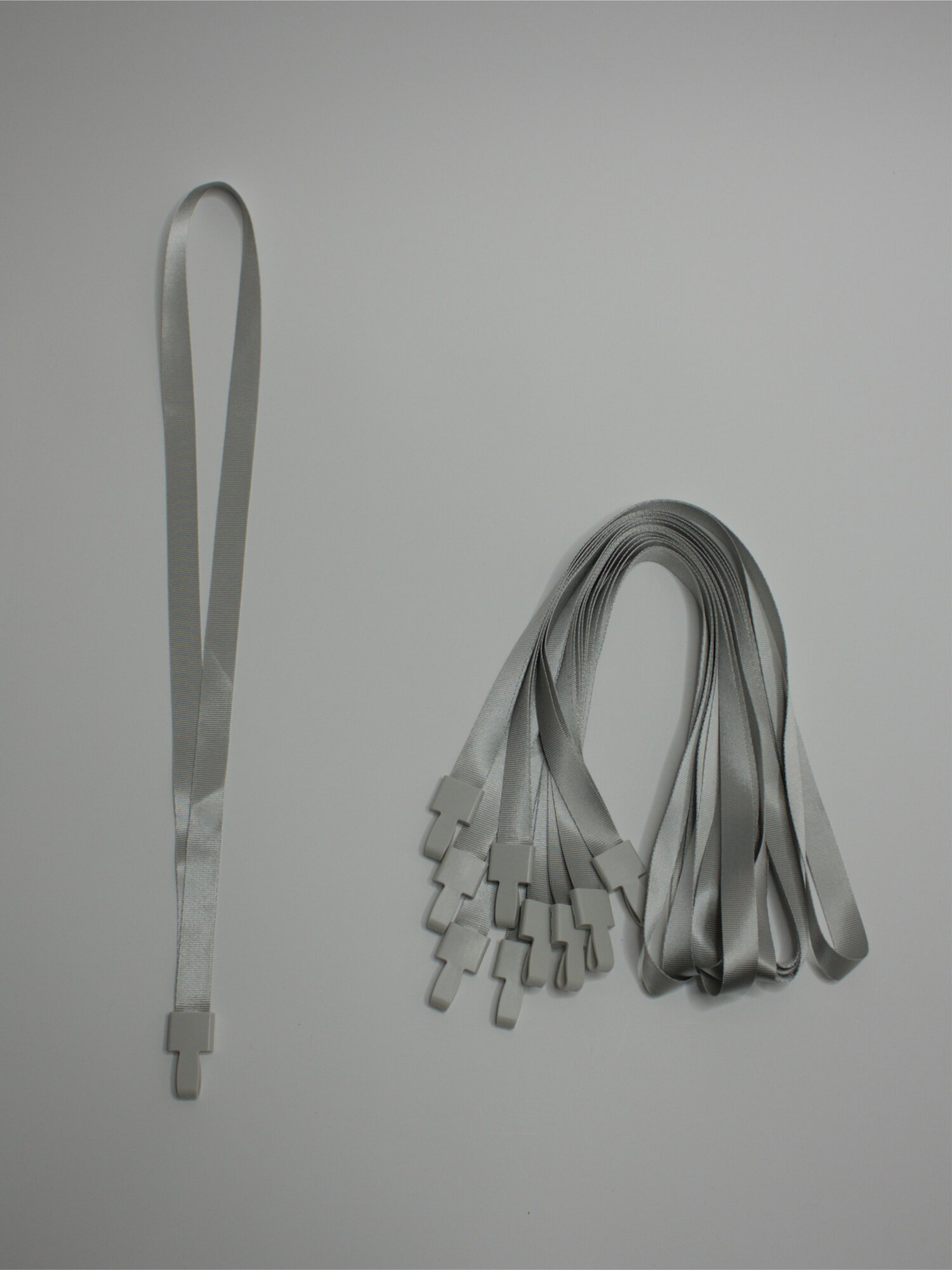 Лента для бейджа с пластиковой клипсой, серая - 5 шт. (Ниена Принт)
