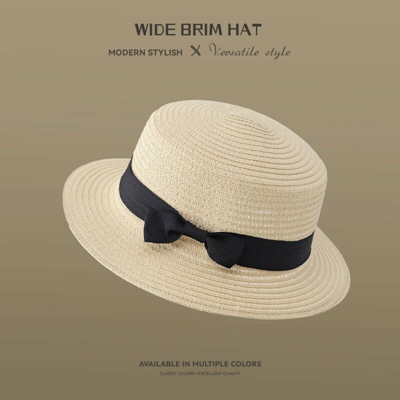 Шляпа "Студентки", универсальная, соломенная, бежевая, с большими полями