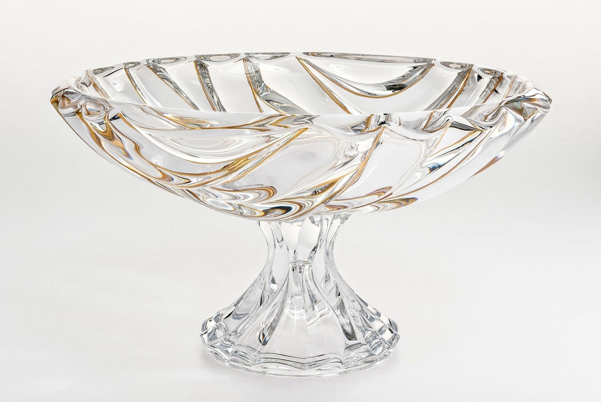 Салатник на ножке "BAMBOO", декор "Золотые линии", 33,6 см, стекло, Bohemia Jihlava/ ИПС012