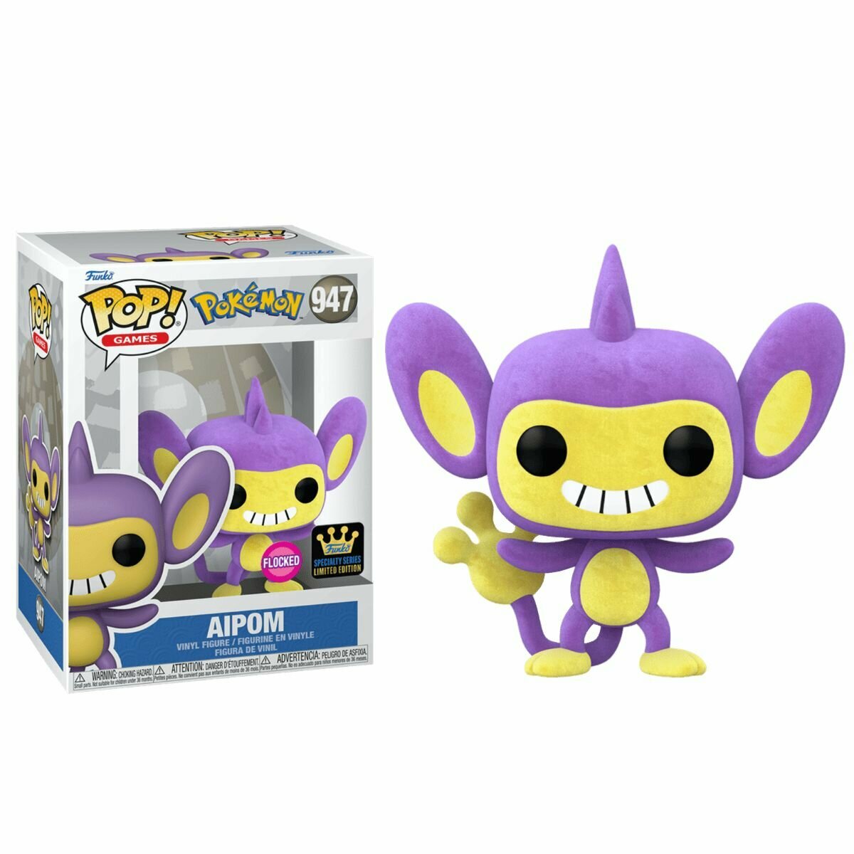 Фигурка Funko POP Aipom Flocked со стикером (Эксклюзив Specialty Series) из сериала Pokemon / Эйпом флокированный из Покемоны Фанко ПОП