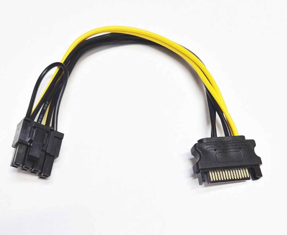 Переходник Generic SATA 15pin на PCI-E 8 (6+2) pin для питания видеокарты 19 см