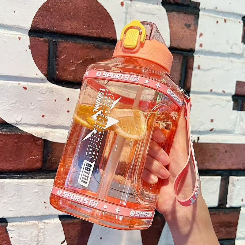Спортивная бутылка 2,3 л с ручкой и ремешком, оранжевая