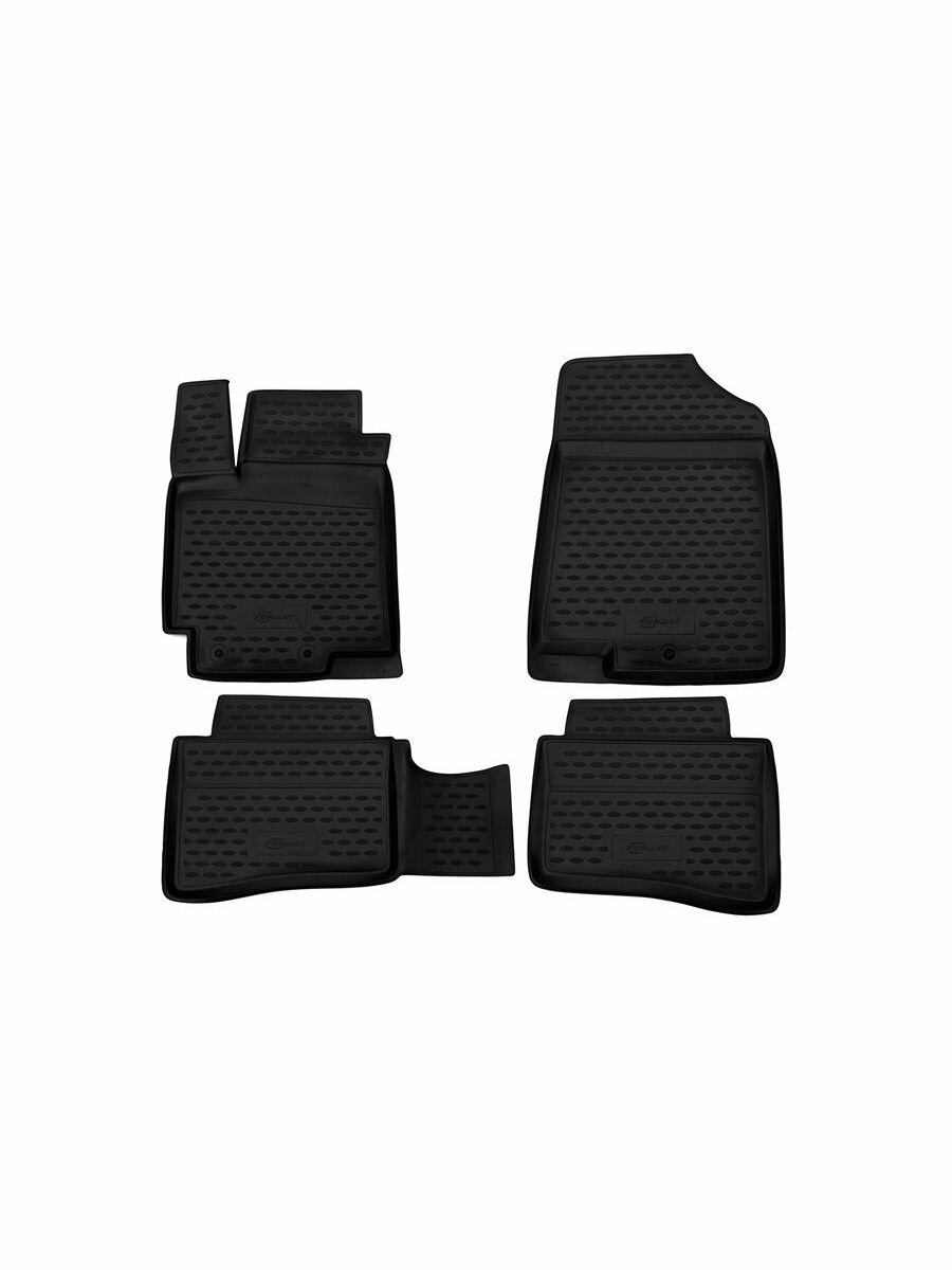 Коврики в салон для KIA Rio (III, IIIr), 2011-2017, 4 шт. (ПУ, повышенная износостойкость) / Киа Рио