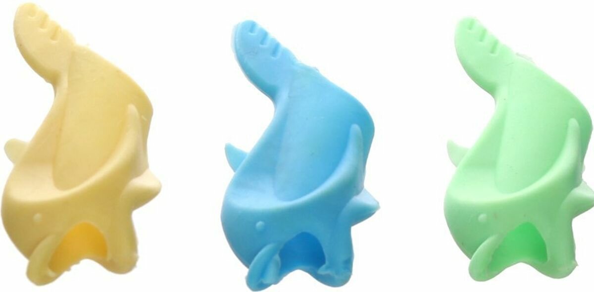 Набор насадок-тренажеров "Дельфины" для постановки и исправления техники письма на ручку и карандаш, готовим руку к письму, 3 штуки, микс