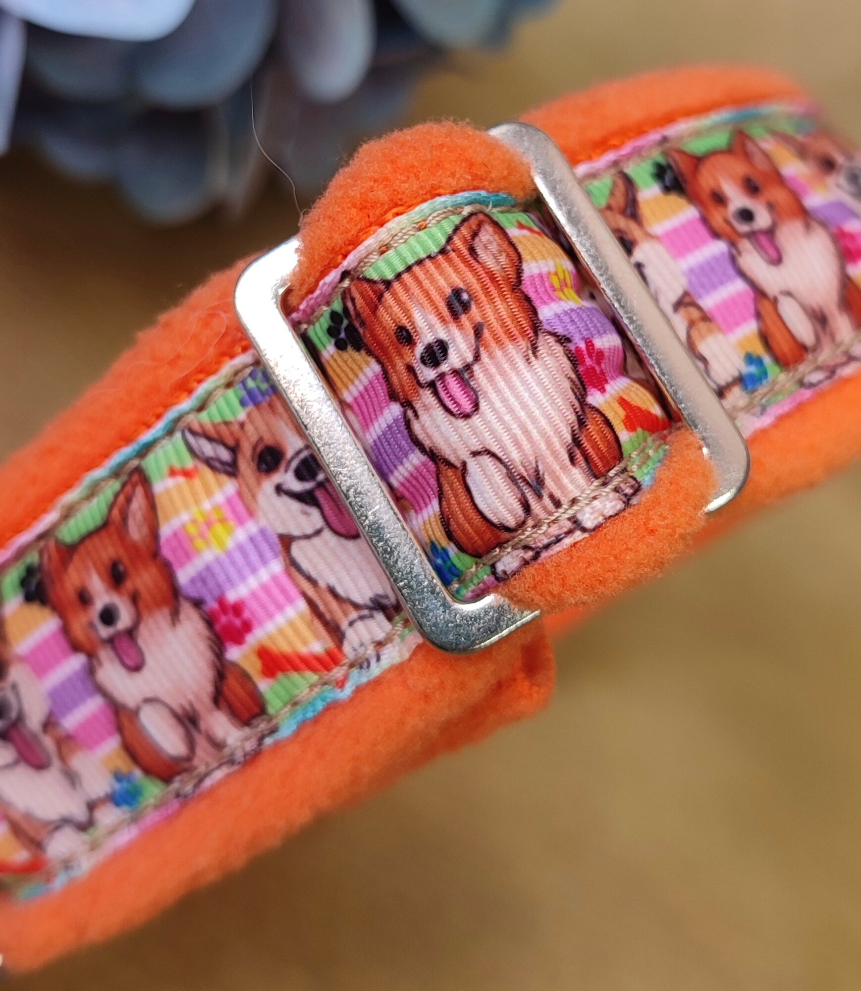 Оранжевый ошейник для Корги S полуудавка "Мартингейл" ручной работы, ошейник для щенка