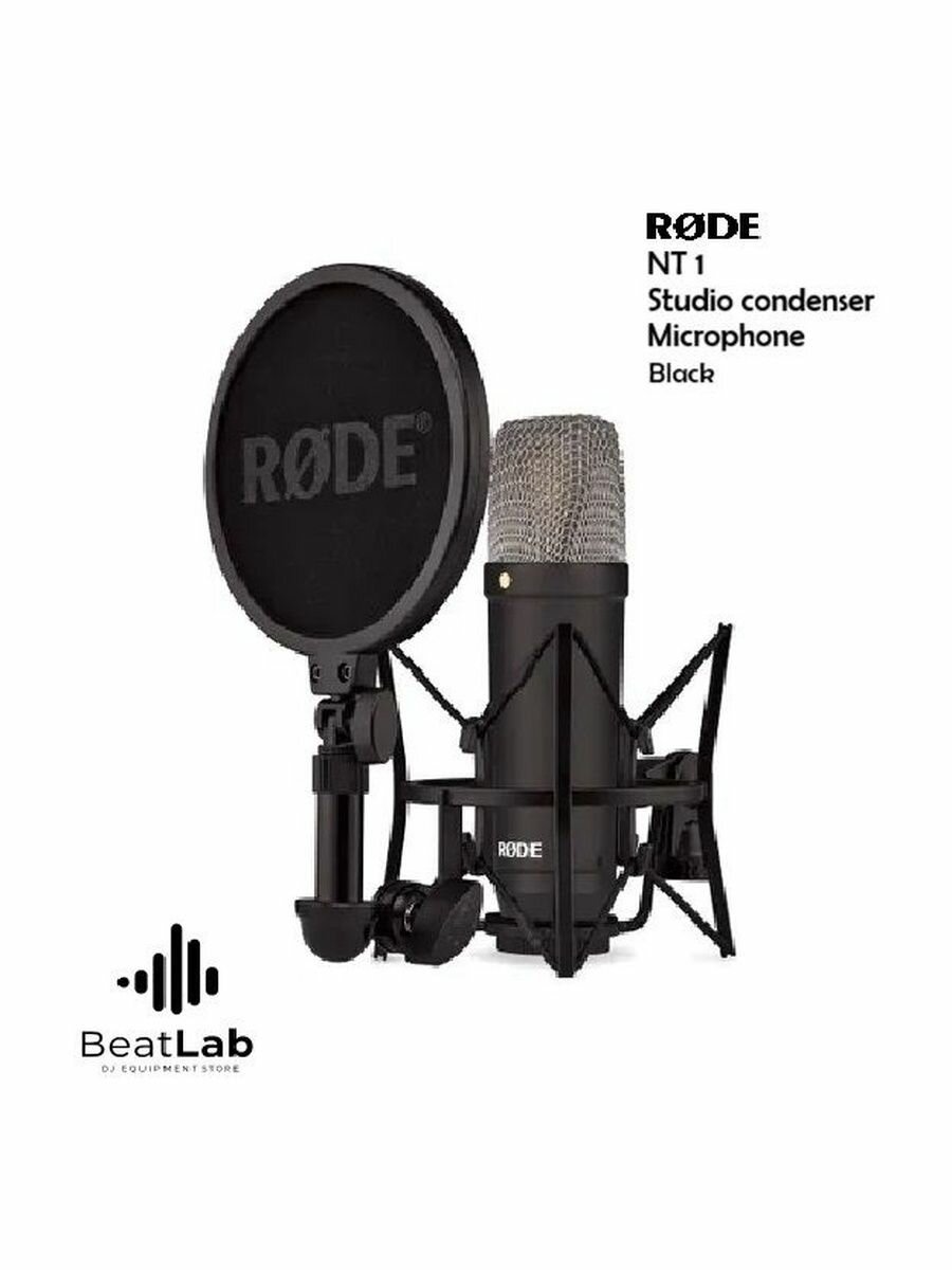 Студийный микрофон Rode NT1, черный, конденсаторный, кардиоидный