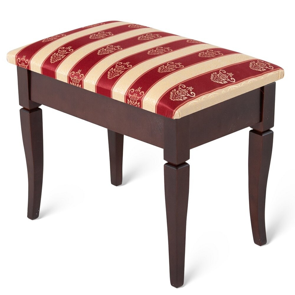 Банкетка Мебелик Ретро М с ящиком средне-коричневый, ткань полоса бордо