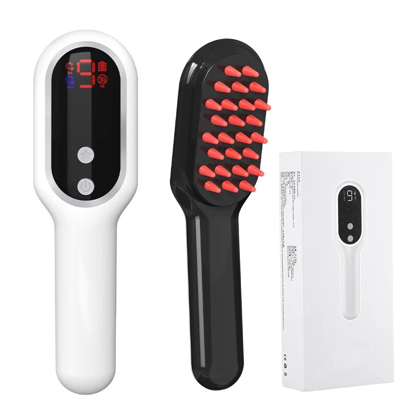 Электрическая лазерная расческа для роста волос, красный, синий свет, магнитная терапия, массажная щетка для головы, против выпадения волос, лечение волос, массажер для кожи головы