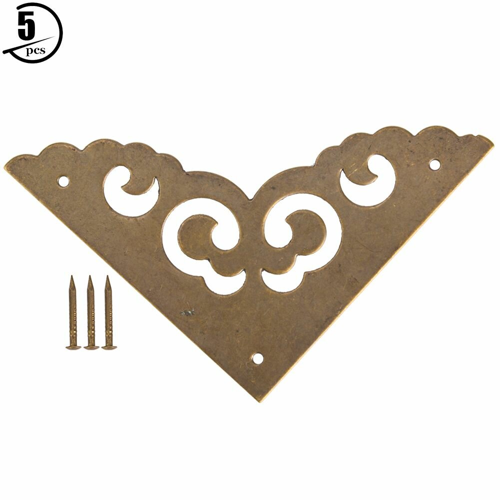 Угловой защитник в стиле антикварной коробки из чистой латуни в форме облака. Декор, защита, прочность. Цвет: бронза.