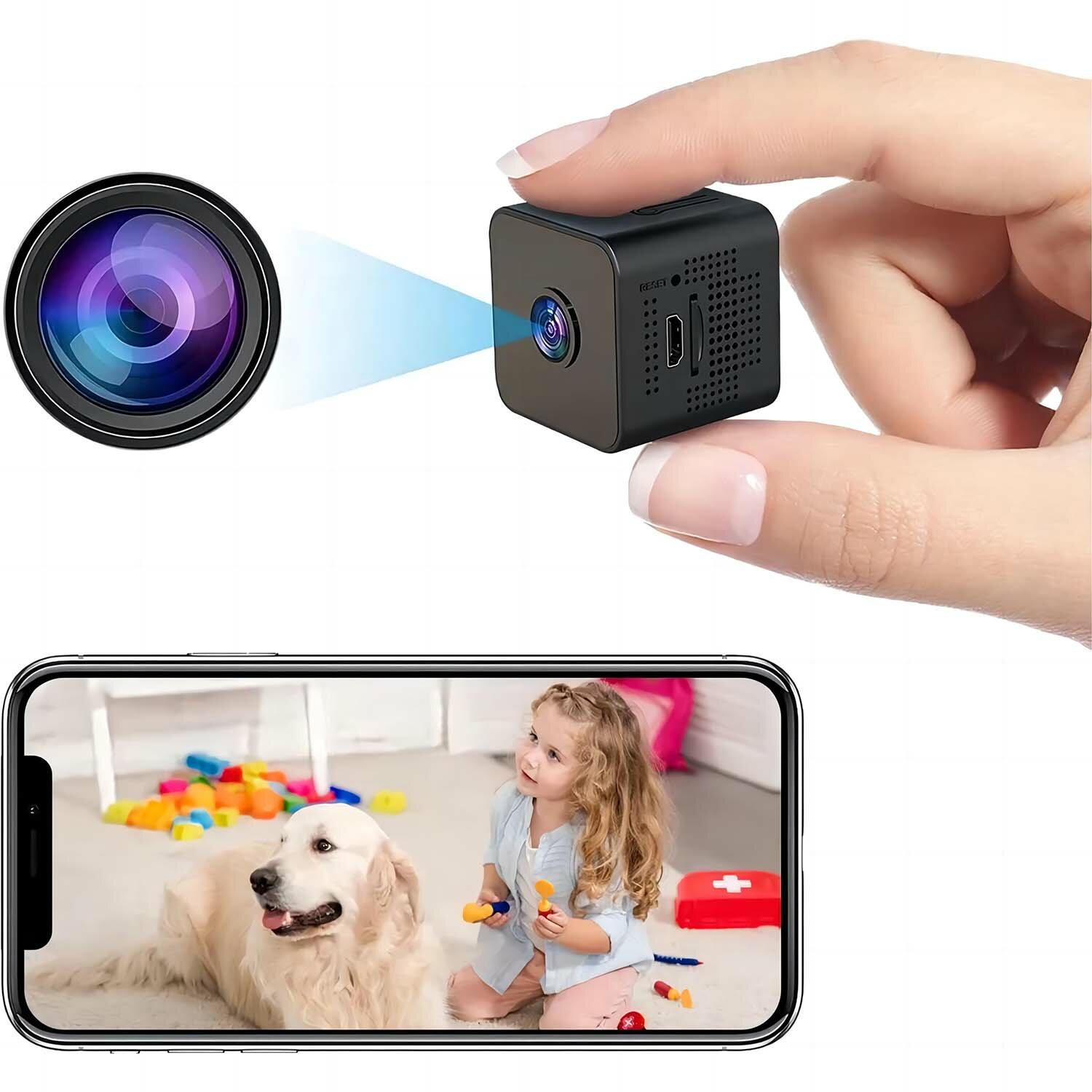 Умная камера видеонаблюдения WiFi 1080P с магнитным креплением для использования внутри и снаружи помещений, радионяня, для наблюдения за домашними животными, спортивная камера