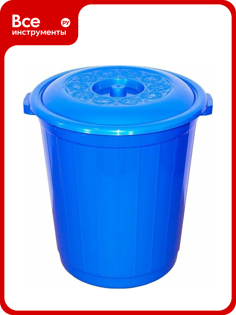 Бак Тара. ру с крышкой, синий, бытовой, из полипропилена, круглая форма, без ручки и колесиков
