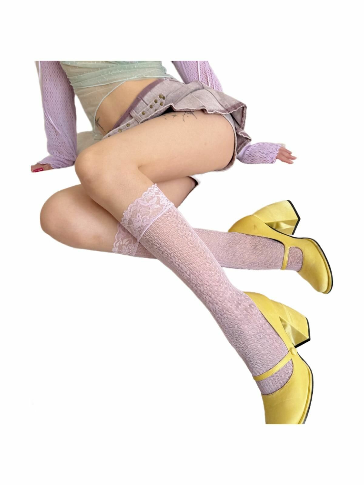 Чулки-сетка до колен