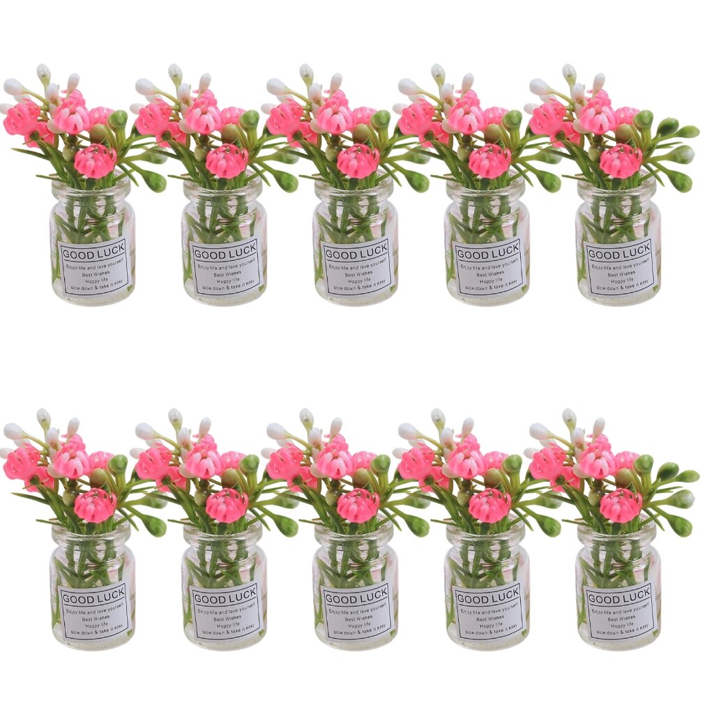 Упаковка из 10 штук, украшение центральной консоли автомобиля в виде объемной светящейся маленькой вазы, небольшие аксессуары-розово-красный-L