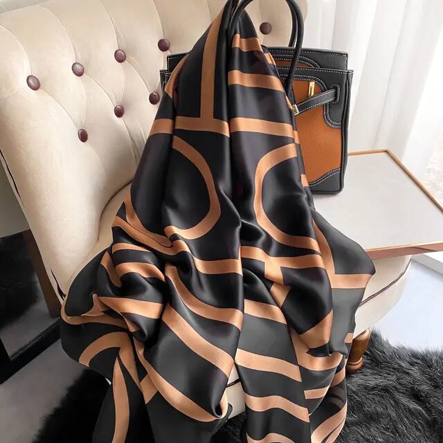 2025 роскошный новый брендовый дизайнерский шелковый шарф, женский платок, бандана, длинные шали, палантины, зимние шарфы, Пашмина