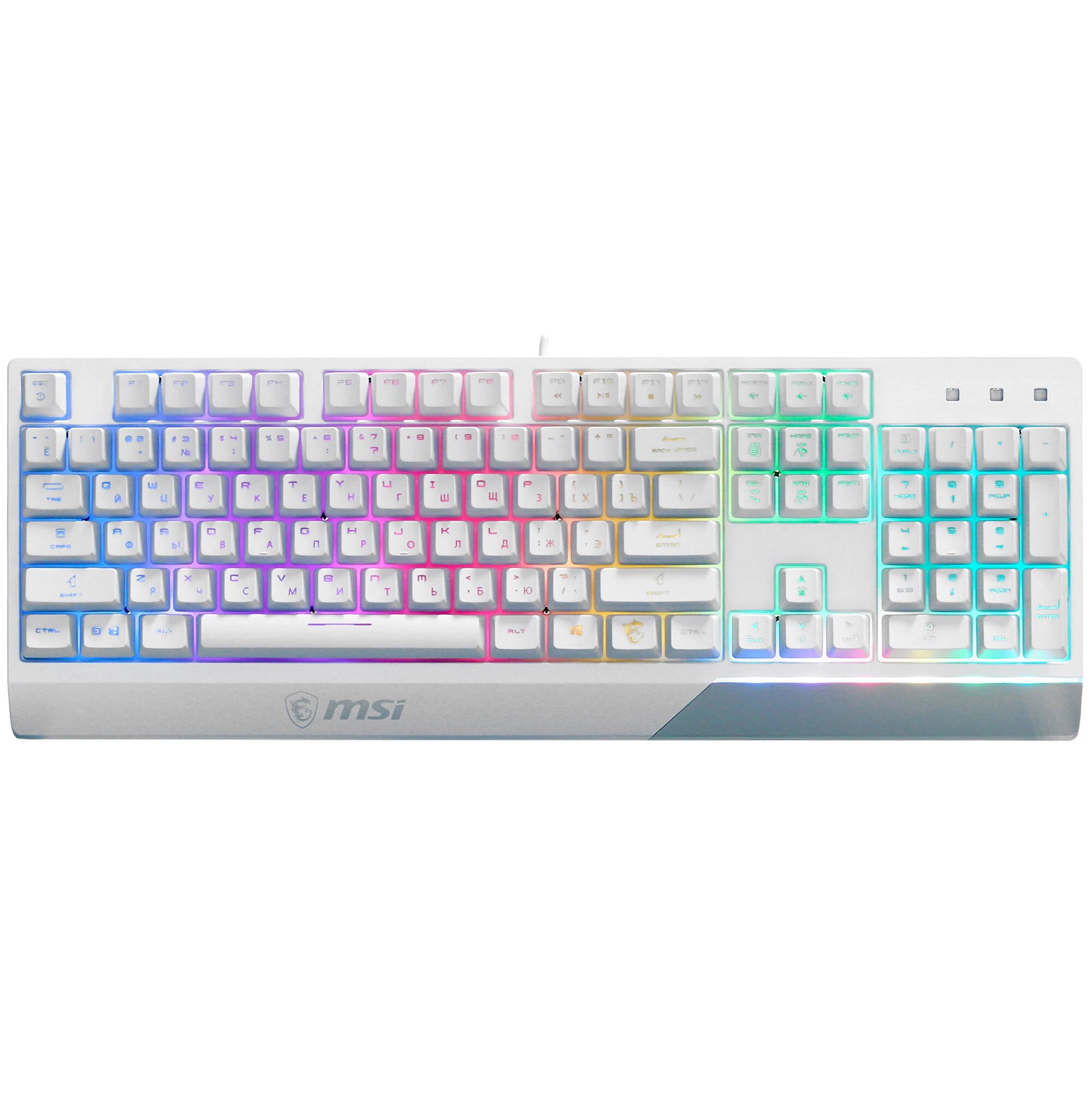 Клавиатура MSI GAMING RUS VIGOR GK30, игровая, проводная, белый